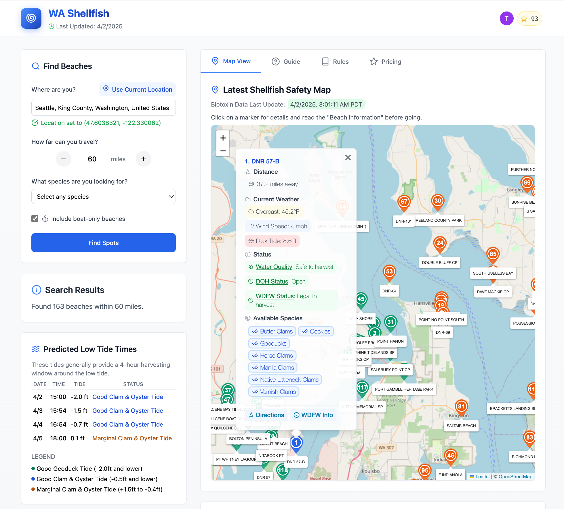 Shellfish Harvesting Spots